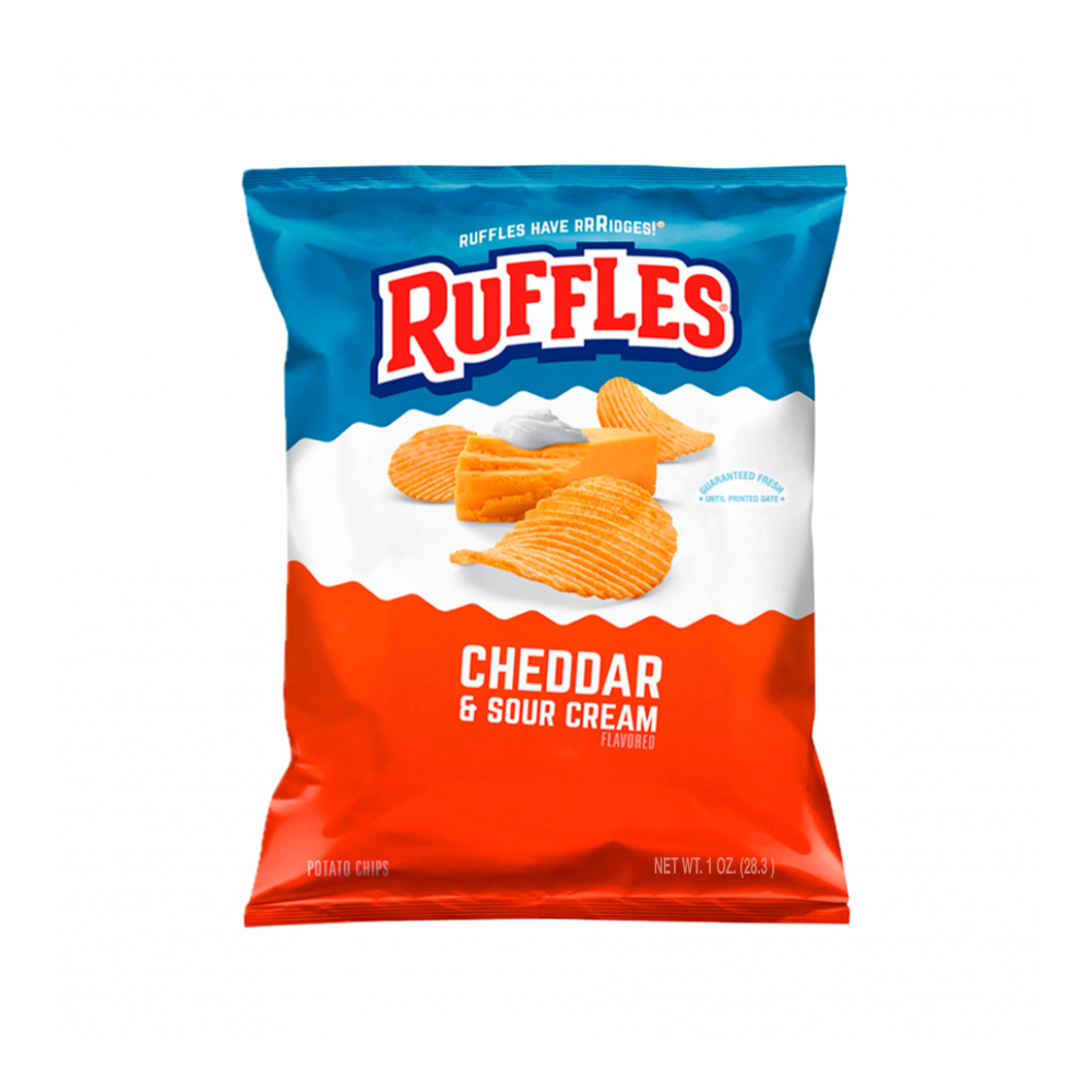Papas fritas sabor queso cheddar y crema agria Ruffles (28.3 g / 1 oz ...
